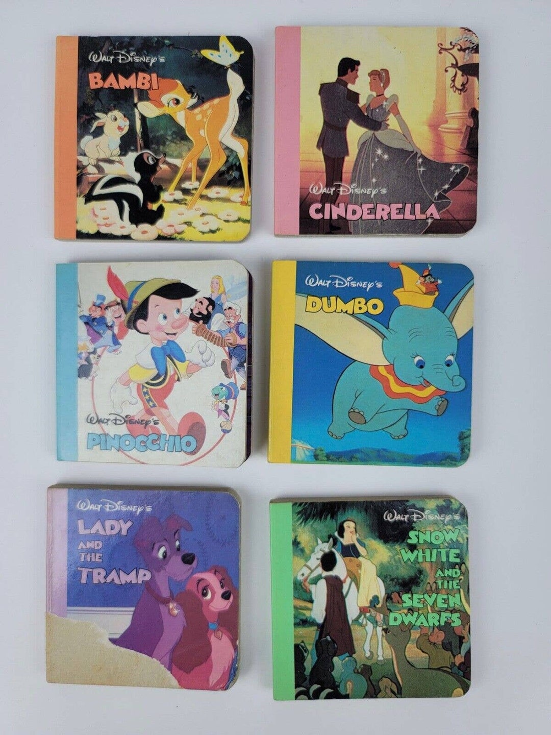 Vintg Lot of 6 Walt Disney Miniature Books Bambi Dumbo Cinderella ...