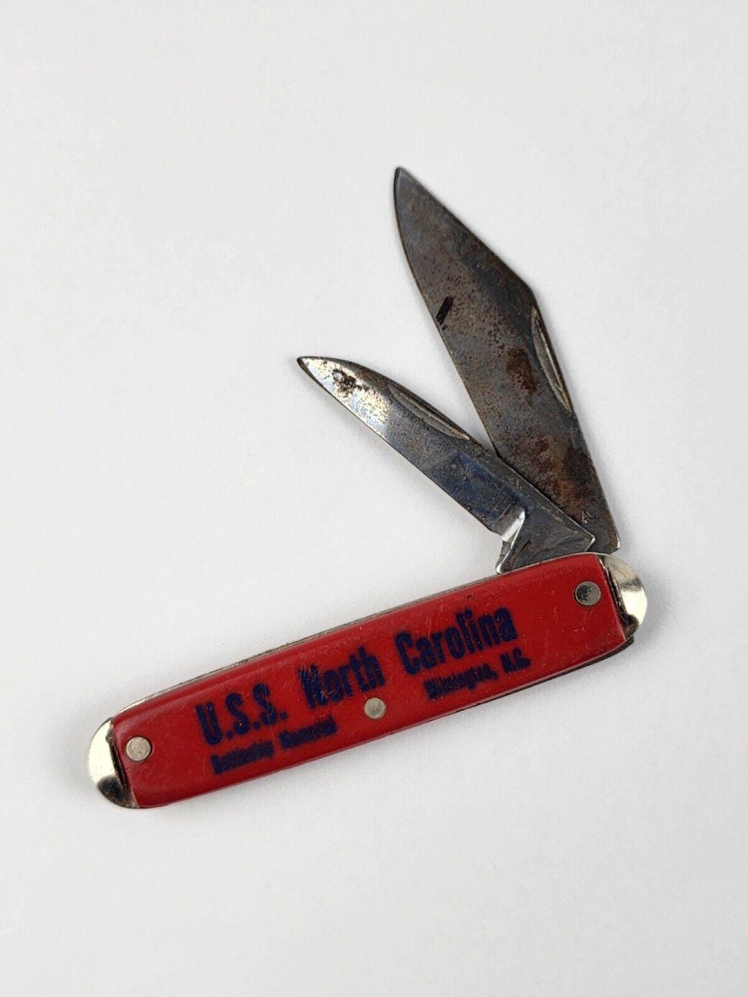 Vintage USS North Carolina 2-blade Pocket Knife Red & Blue USA Made - Etsy