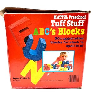 Vintage 1982 Mattel Preschool Tuff Stuff Abc’s Blocks With Box 4383 ...