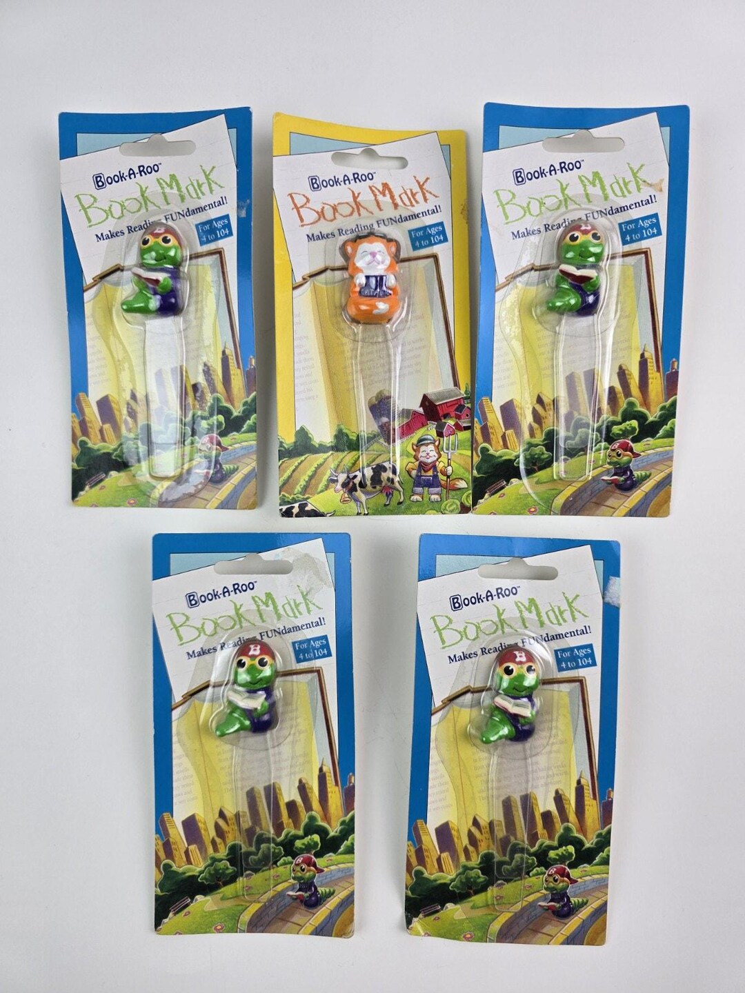 Lot of 5 Book-a-roo Clear Plastic Bookmarks Frog & Cat New in Package ...