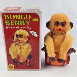Vintage Bongo Benny the Barrel Monkey 032 Alps Japan Mint W/ Box not ...