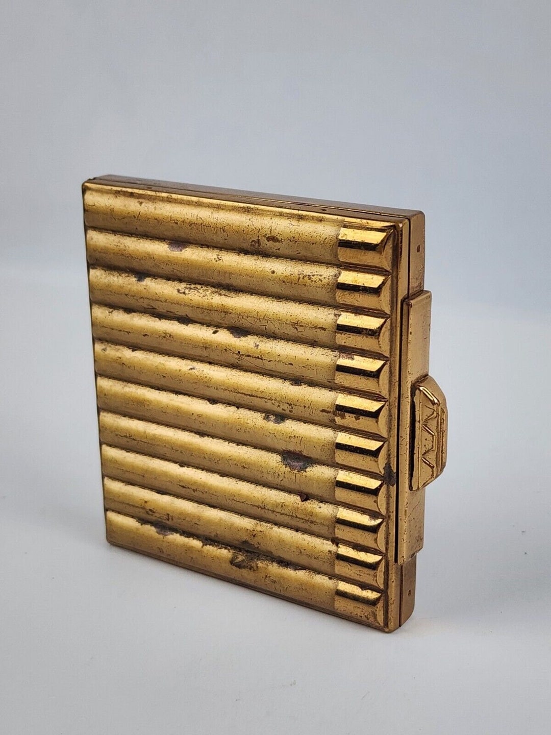 Vintage Kotler and Kopit Ladies Gold Tone Powder Compact K&K Ribbed ...