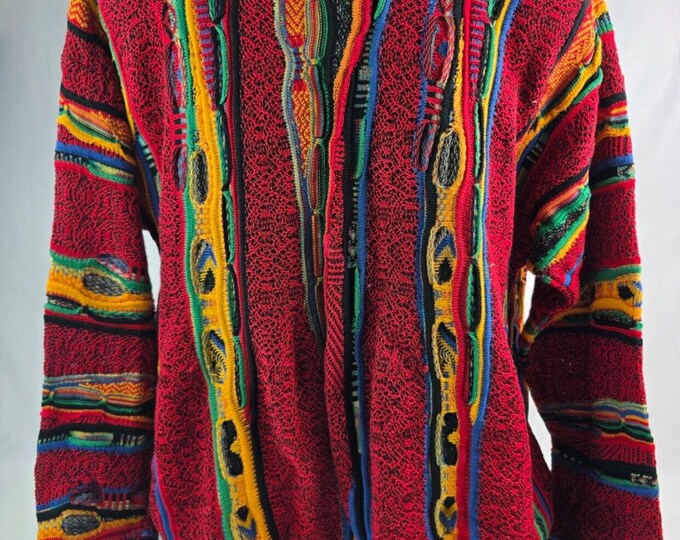 Tundra Sweater Mens XL Coogi Style Cable Knit Bright Colors Nice Cond ...