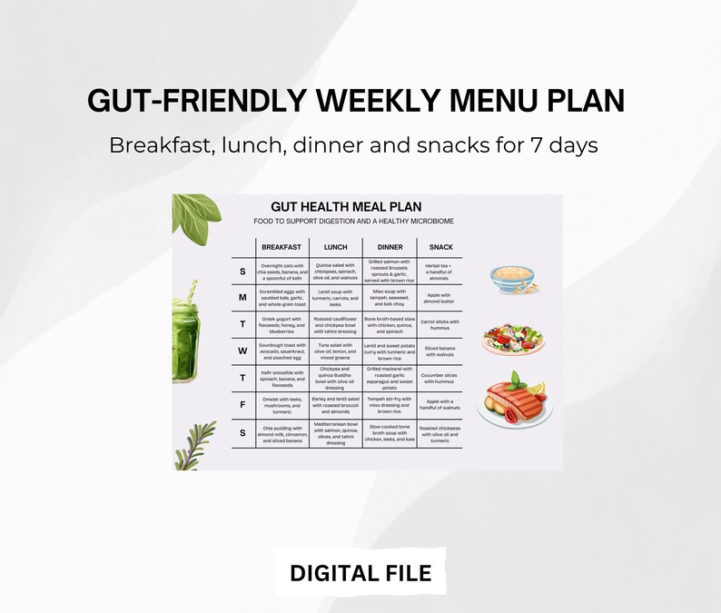 Gut Health Food List and Gut Friendly Meal Plan for the Week, Anti ...