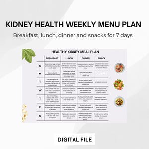 Kidney Food Chart, Kidney Disease Diet Meal Plan & Shopping List, Stage ...
