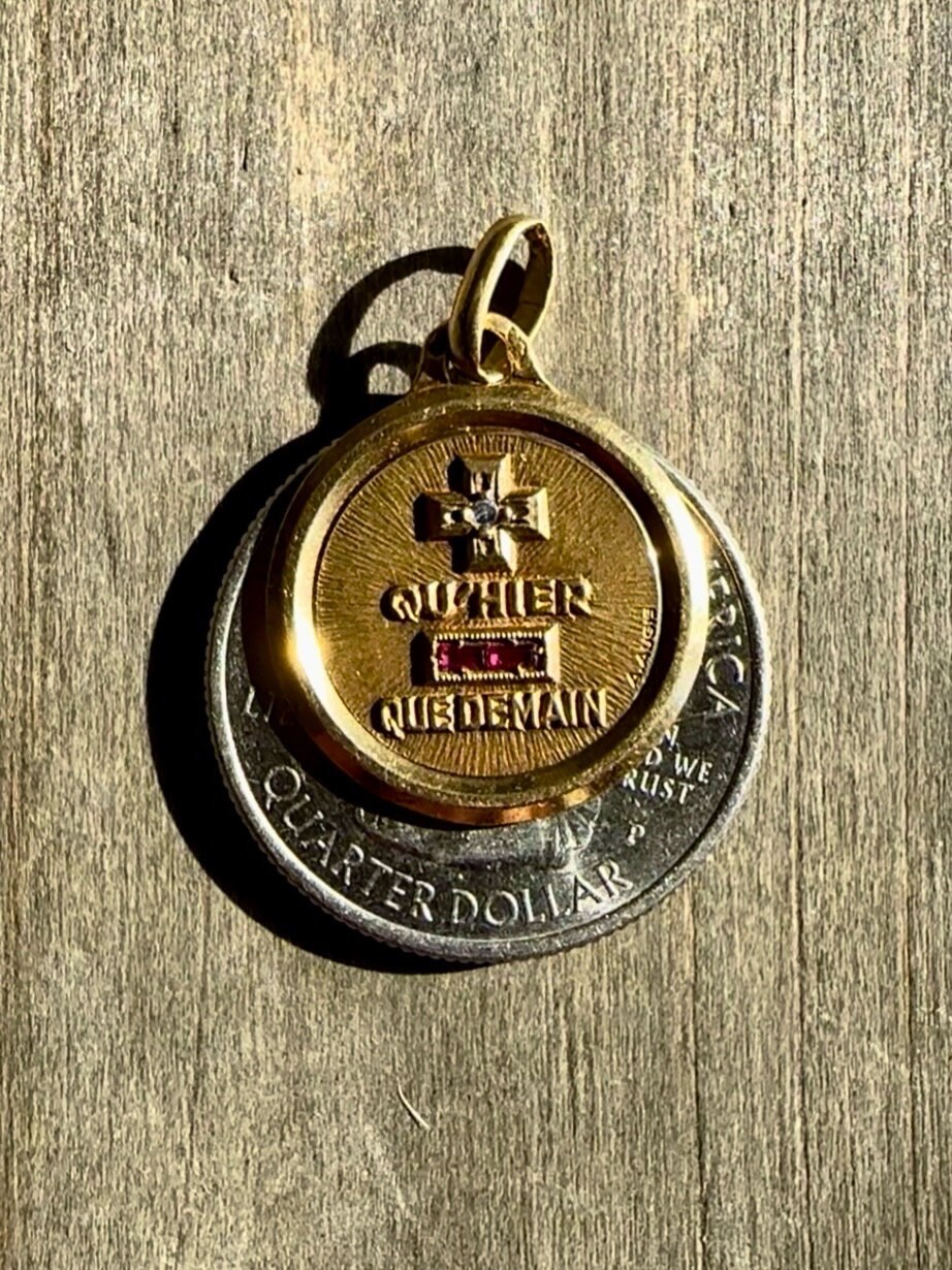 Vintage 18K Gold A Augis Qu Hier Que Demain Pendant Love Token Ring ...