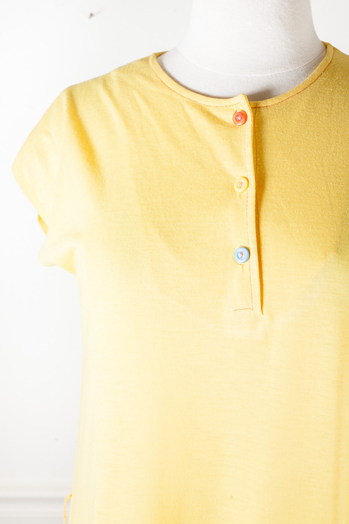 Vintage 1970s Yellow Shift Dress With Rainbow Buttons | Etsy