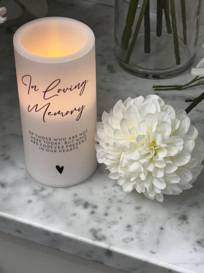 In Loving Memory Candle – Real Wax Remembrance LED Candle (15x7cm ...