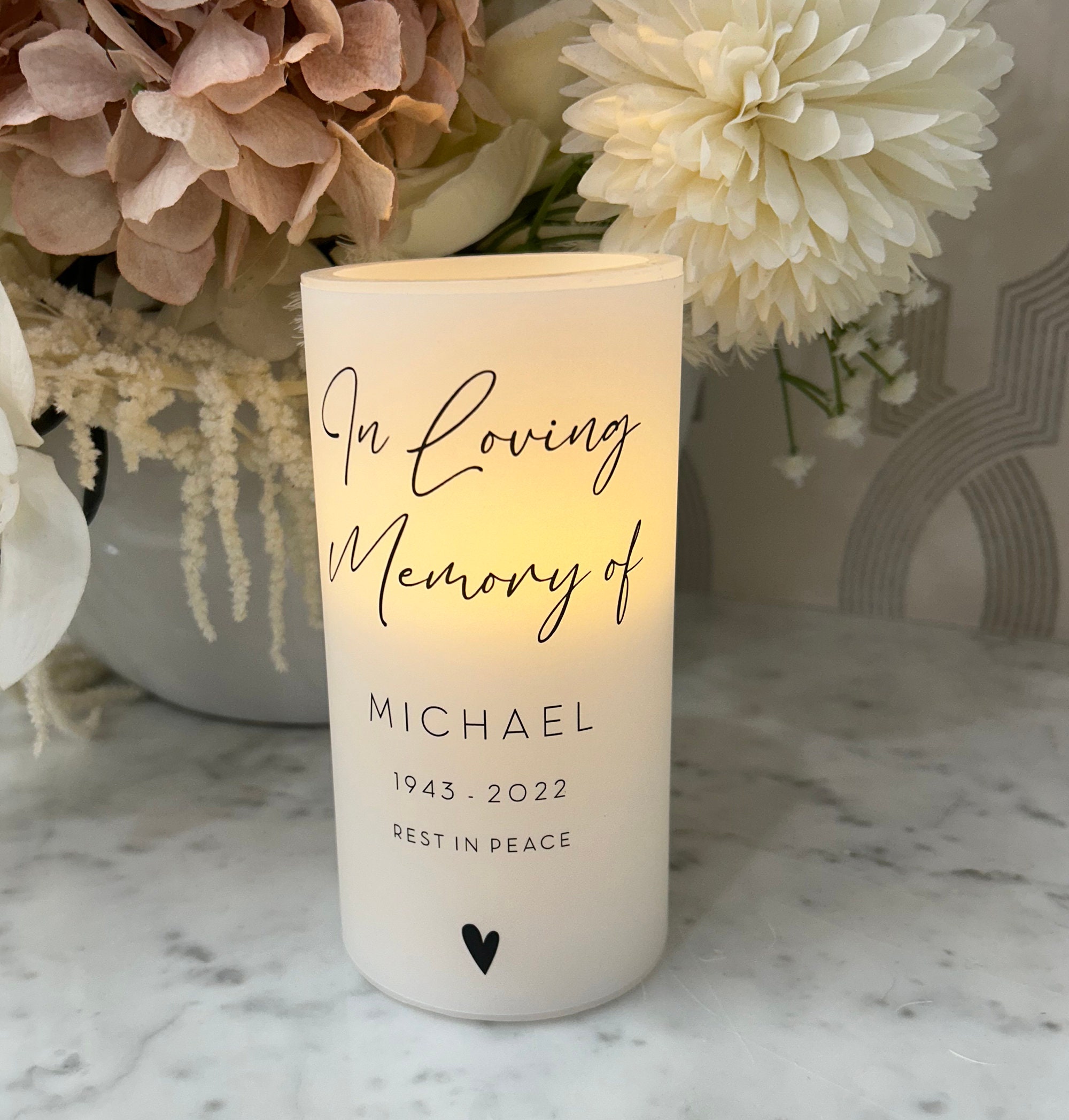 Personalised Memorial LED Candle - in Loving Memory - Etsy Australia