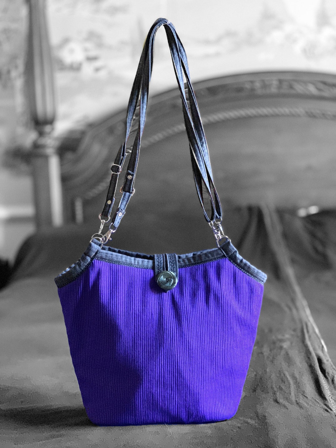 Purple Ribbed Sweater Tote Bag: Reversible Crossbody - Etsy