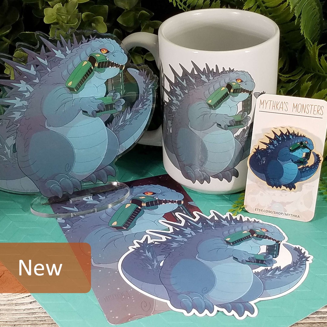 Chibi Godzilla Minus One Bundle Acrylic Standee, Mug, Sticker, Wood Pin ...