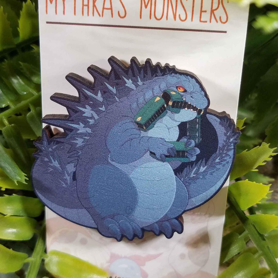 Chibi Minus One Godzilla Sustainable Wood Lapel Pin ~ Kaiju Monster ...