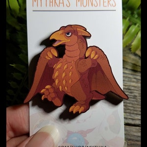 Chibi Rodan Wood Lapel Pin ~ Kawaii Kaiju Monster Sustainable Wood ...