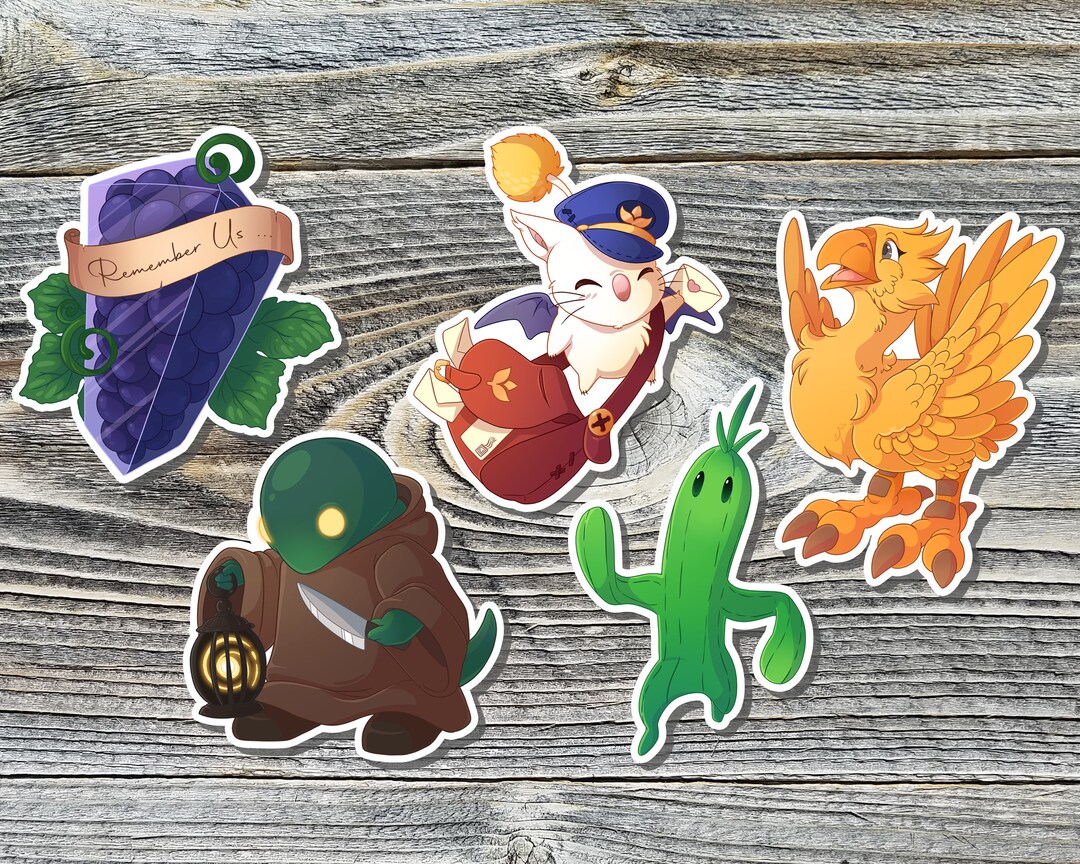 Final Fantasy 3 Inch Stickers Moogle, Tonberry, Cactuar, Chocobo ...