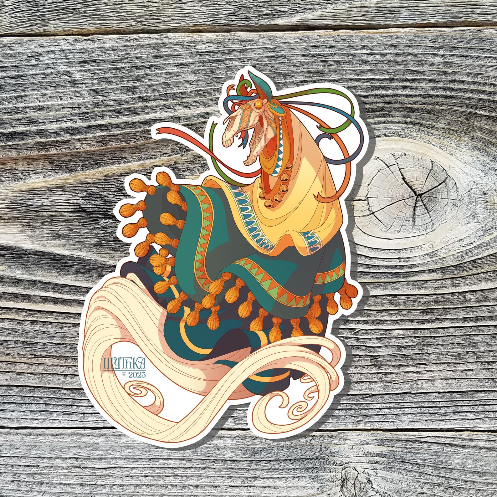 Mari Lwyd Vinyl Sticker: Holiday Tradition Christmas Decal - Etsy