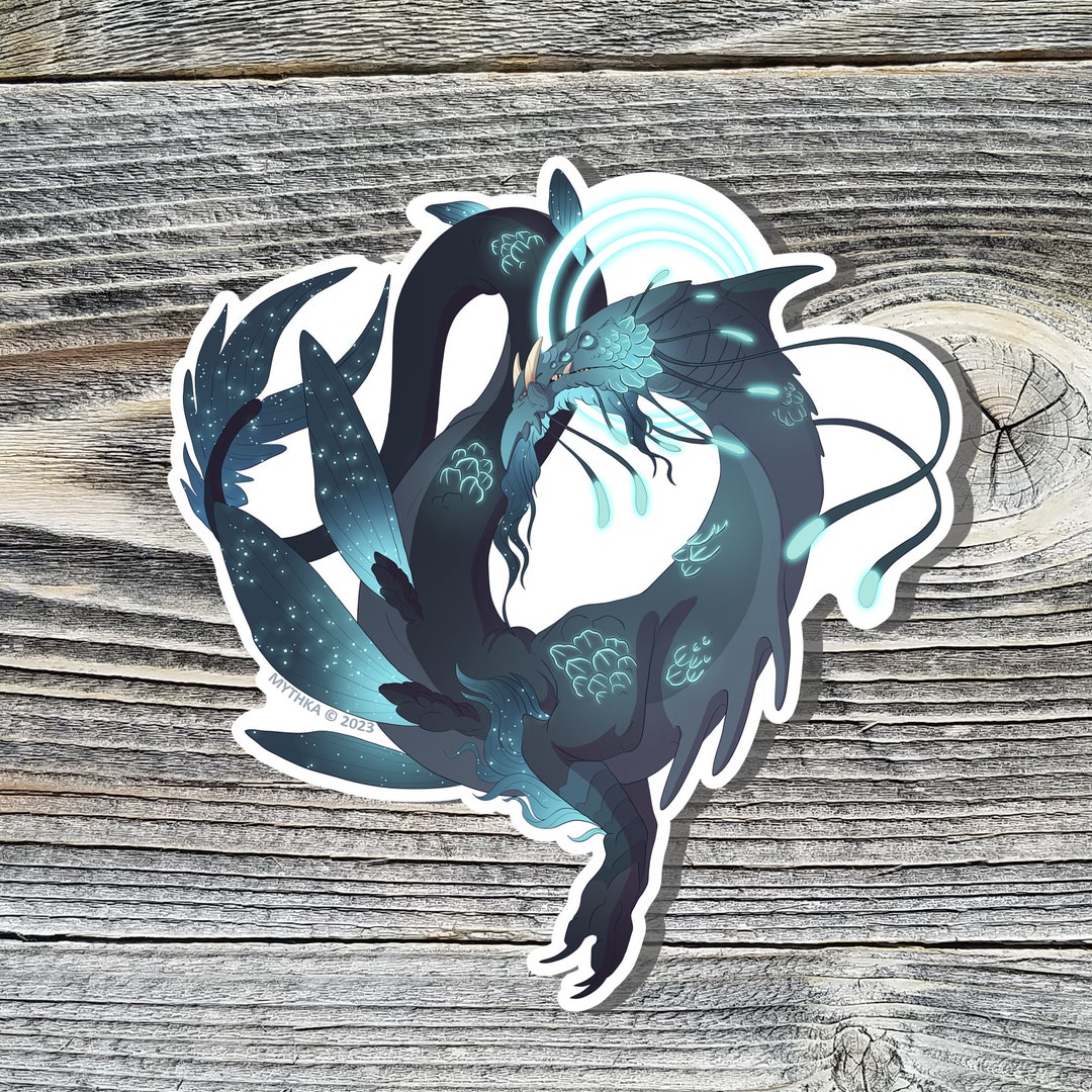 Deep Sea Dragon Vinyl Sticker ~ Sea Serpent Laptop Decal and Mini ...