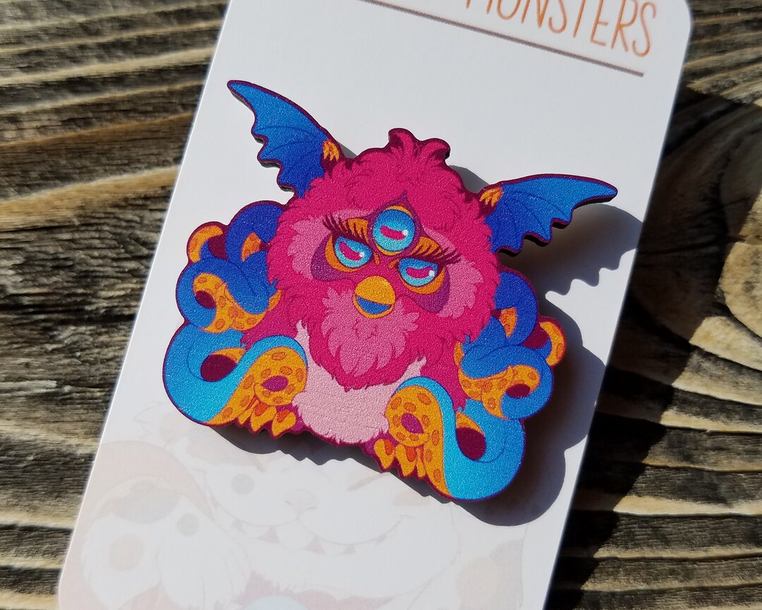 Evil Furby Wood Lapel Pin Chibi Monster Badge - Etsy
