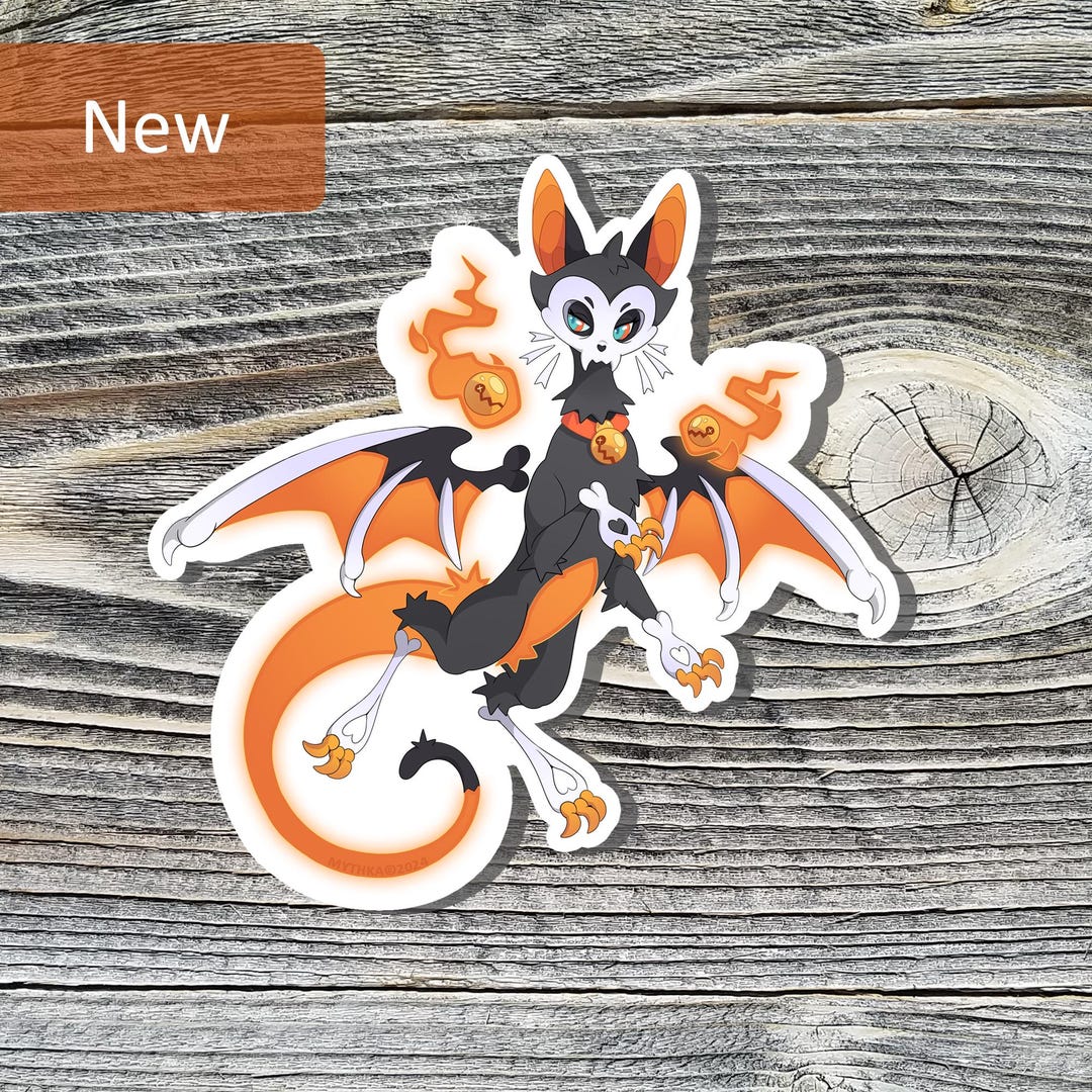 Whiskerwisp Fakemon Feline Monster Sticker Spooky Ghost Cat Laptop ...