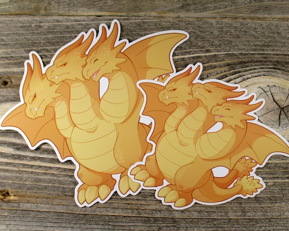 Kawaii Ghidorah 5 and 4 Inch Vinyl Stickers Chibi Kaiju | Etsy