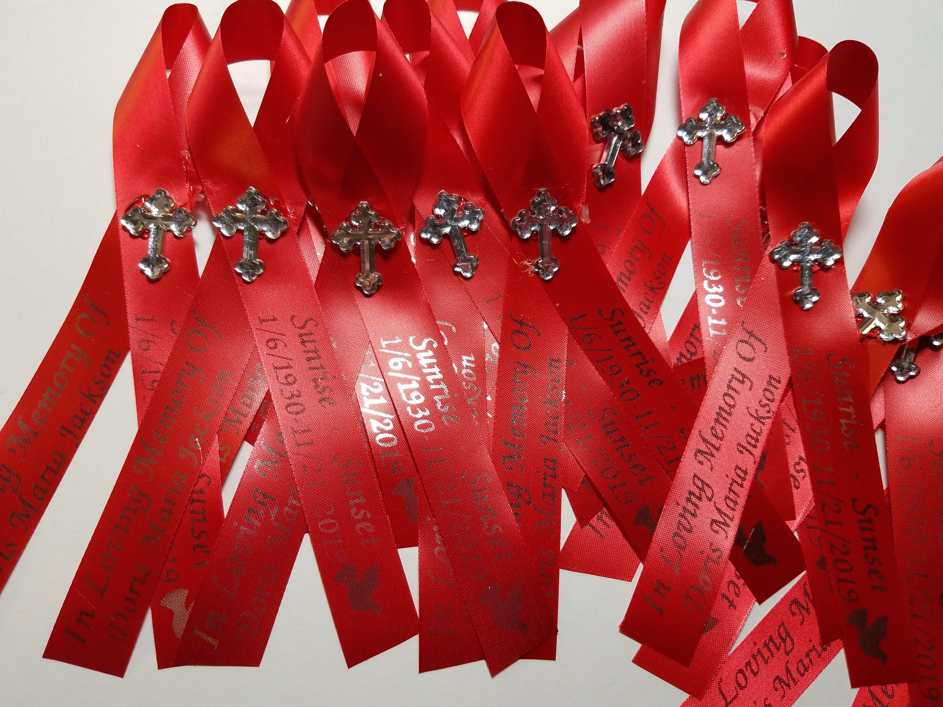 Personalized Memorial Ribbons Pins Funeral or Celebration of - Etsy Canada