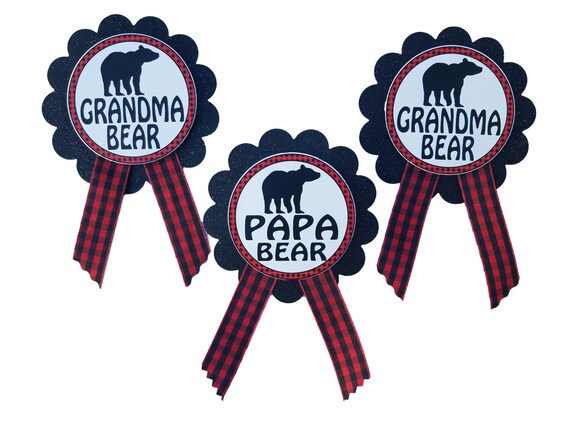 Bear Baby Shower Pin Woodland Dad to Be Red and Black Plaid | Etsy