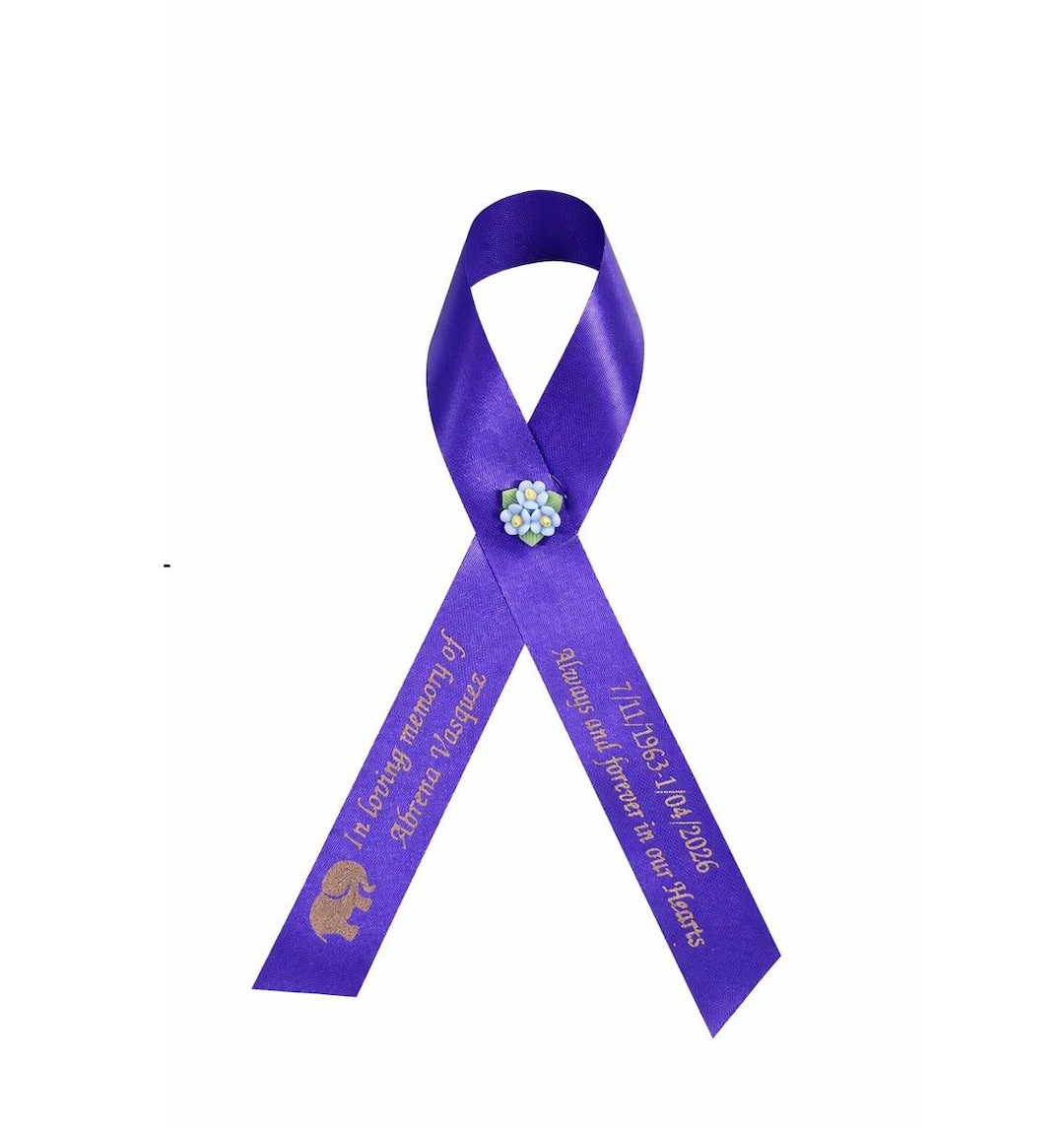 Personalized Dementia Awareness Memorial Ribbon Pin With Forget Me Not ...