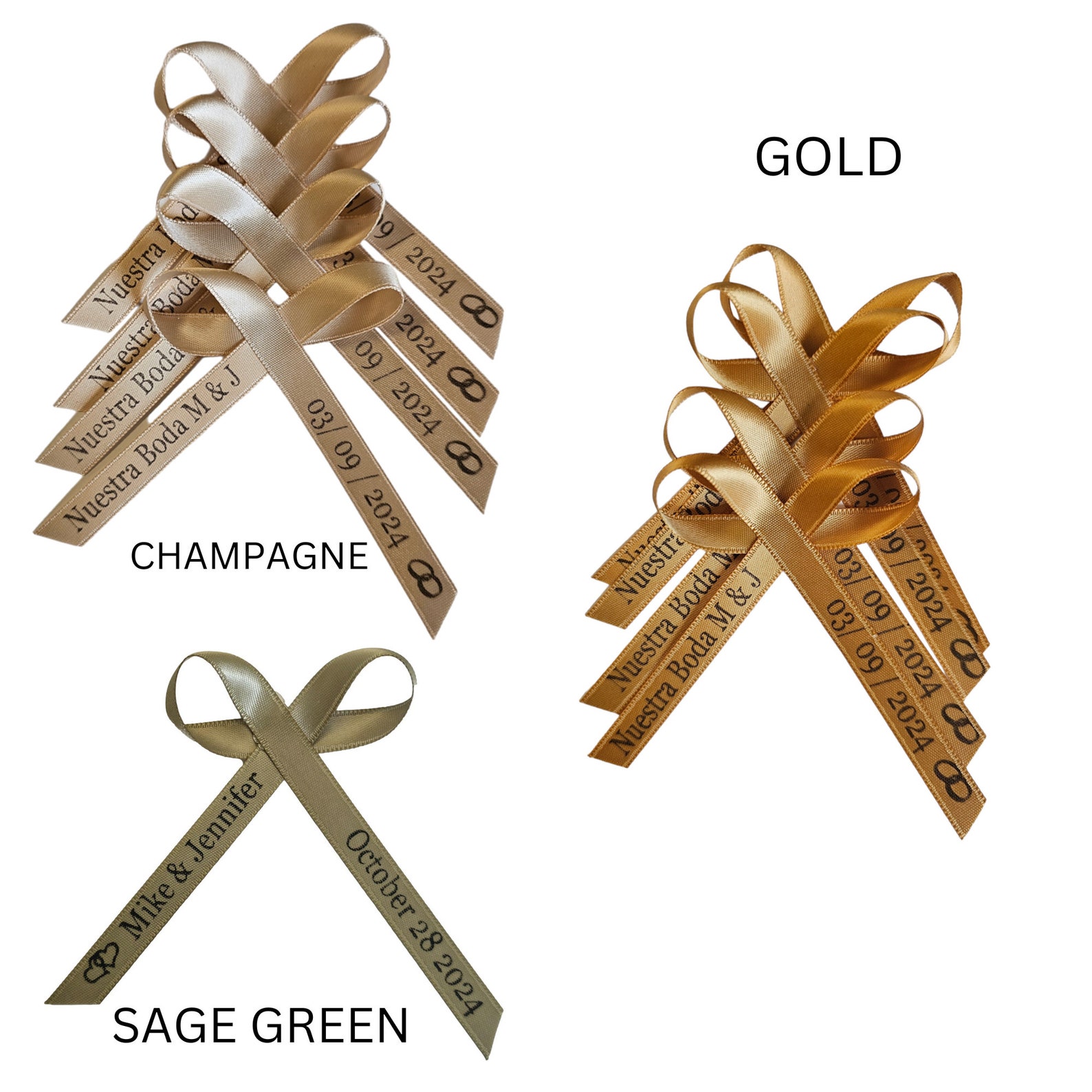 Personalized Ribbon Bows Wedding Bridal Shower Baby Shower Celebration ...