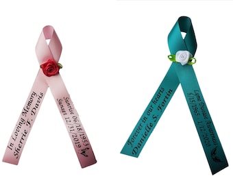 Personalized Memorial Ribbon Pins for Funeral or Celebration | Etsy