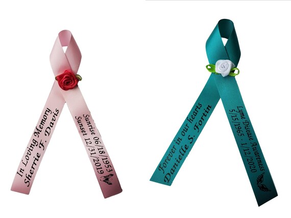 Personalized Memorial Ribbons With Pins for Funeral or - Etsy