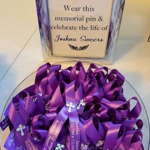 Personalized Memorial Ribbon Pin – Praying Hands Keepsake, Funeral ...