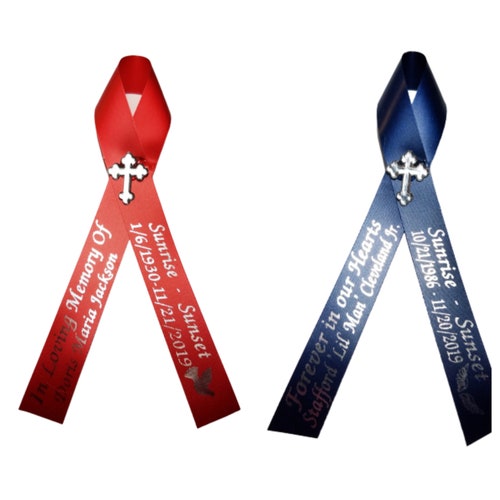Personalized Memorial Ribbons With Pins for Funeral or - Etsy