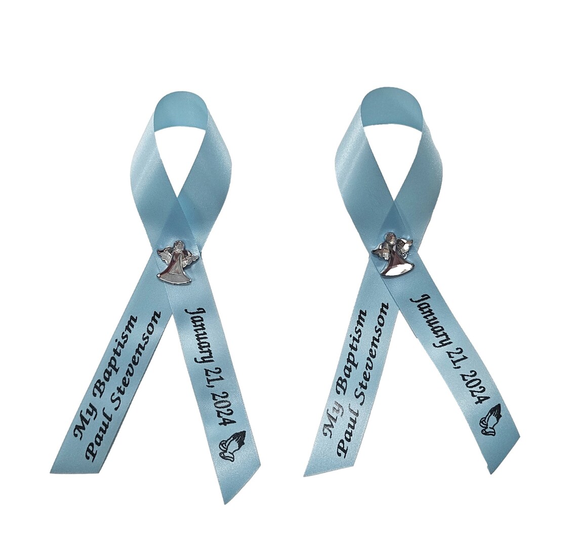 Personalized Baptism Ribbon Pins for Christening Dedication With Custom ...