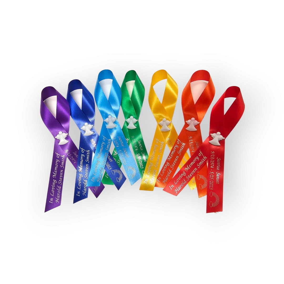 LGBTQ Personalized Memorial Ribbon Pins for Funeral or Celebration of ...