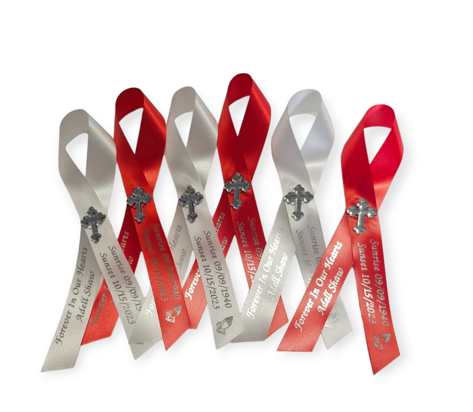 Personalized Memorial Ribbon Pins for Funeral or Celebration of Life ...