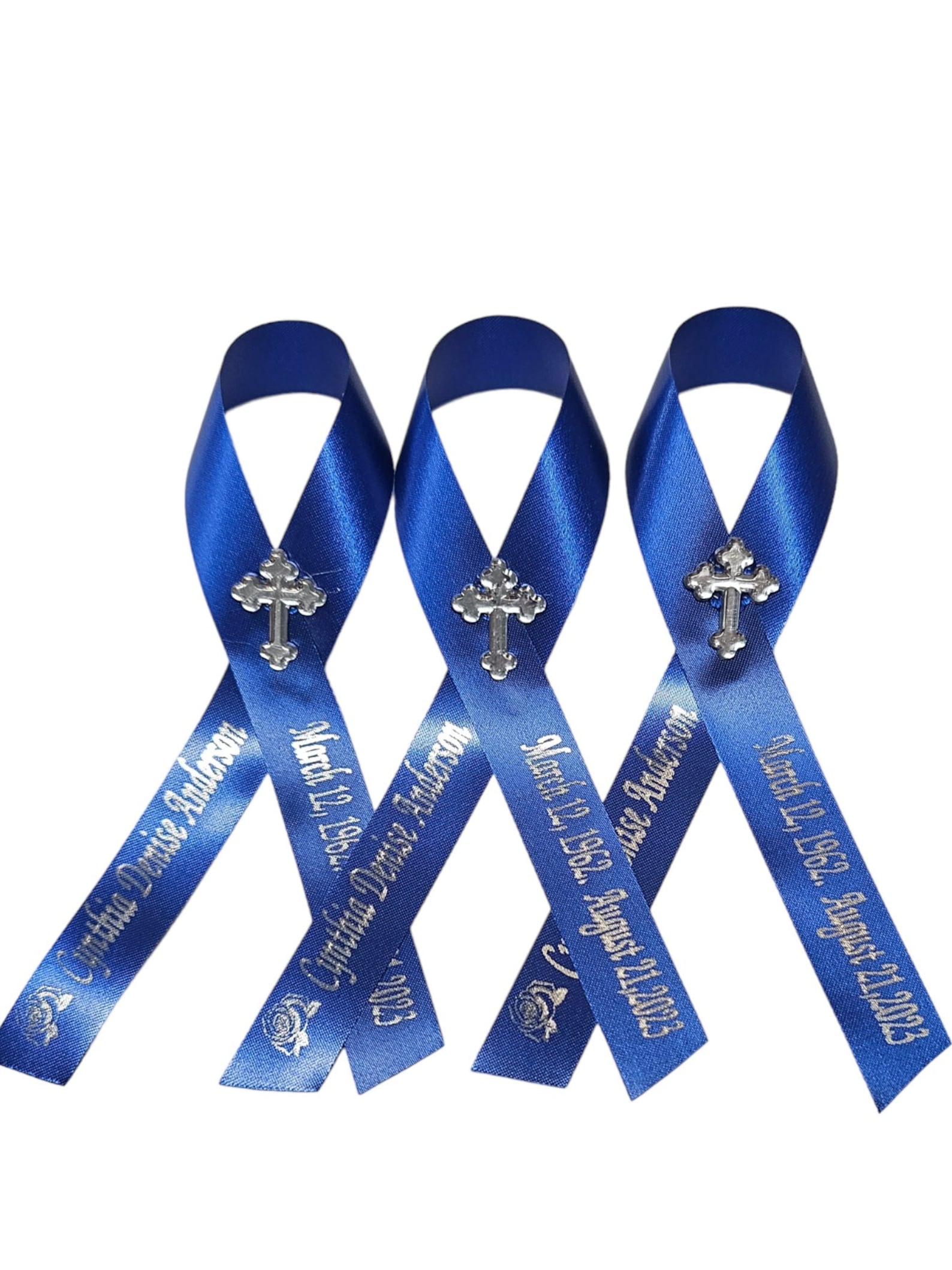 Personalized Memorial Ribbon Pins for Funeral or Celebration of Life ...