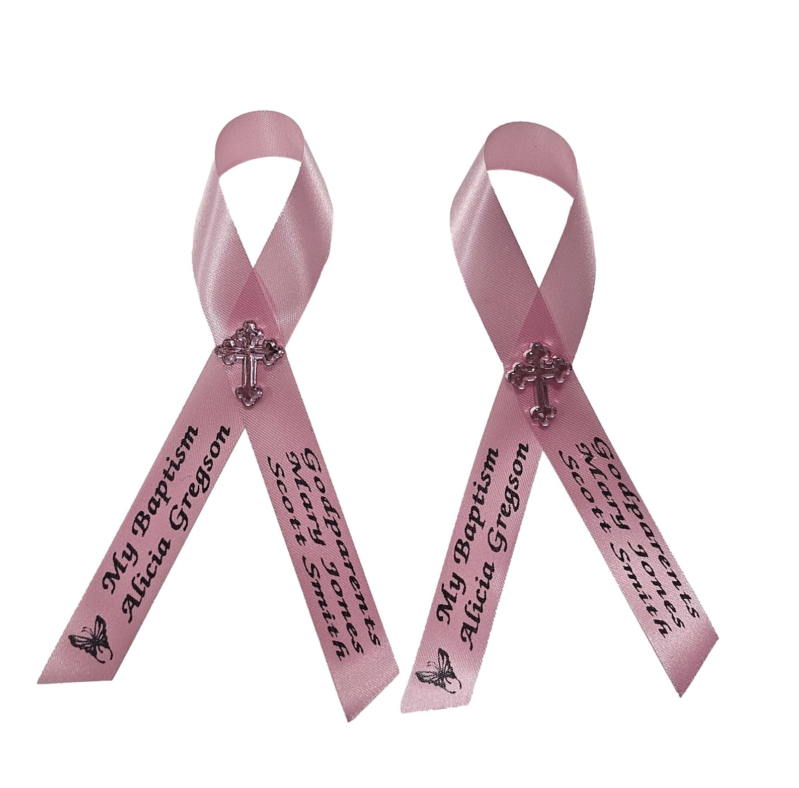 Personalized Baptism Ribbon Pins for Christening Dedication With Custom ...
