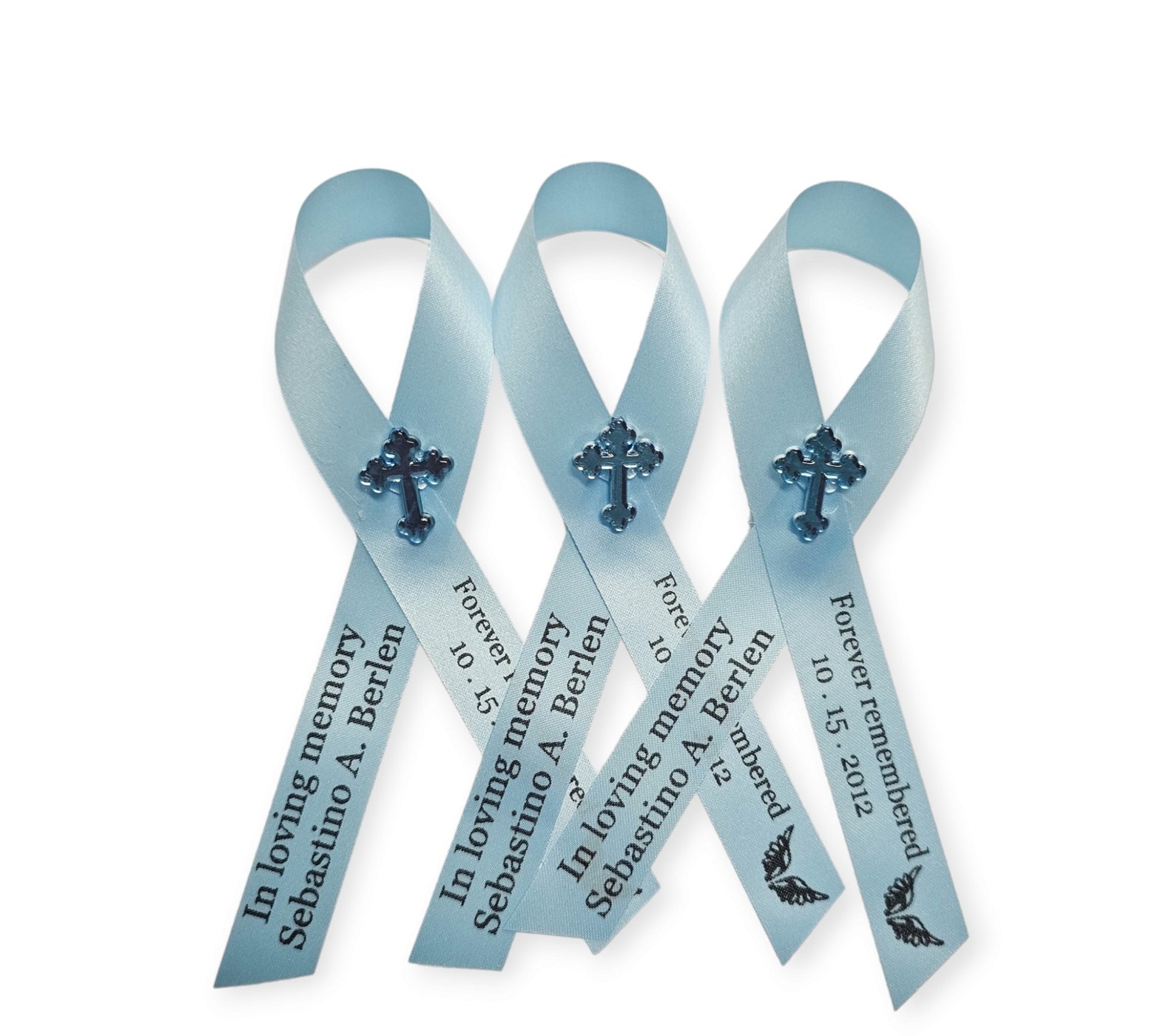 Personalized Memorial Ribbon Pins for Funeral or Celebration of Life ...
