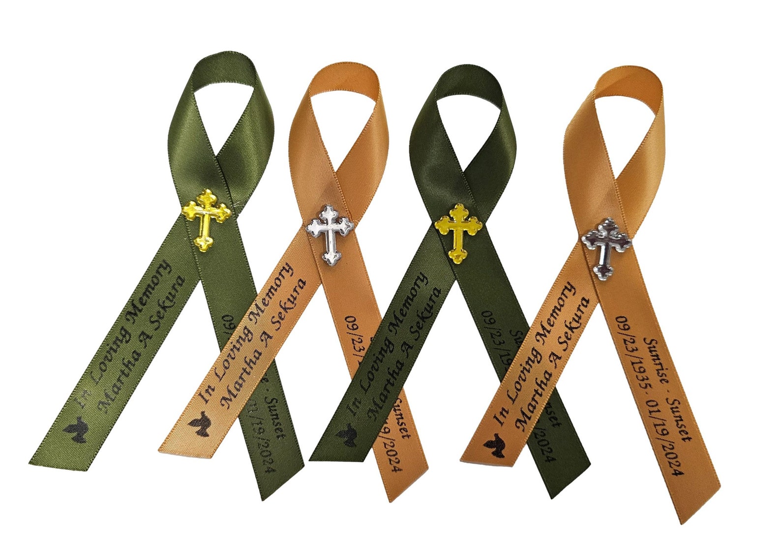 Personalized Memorial Ribbon Pins for Funeral or Celebration of Life ...