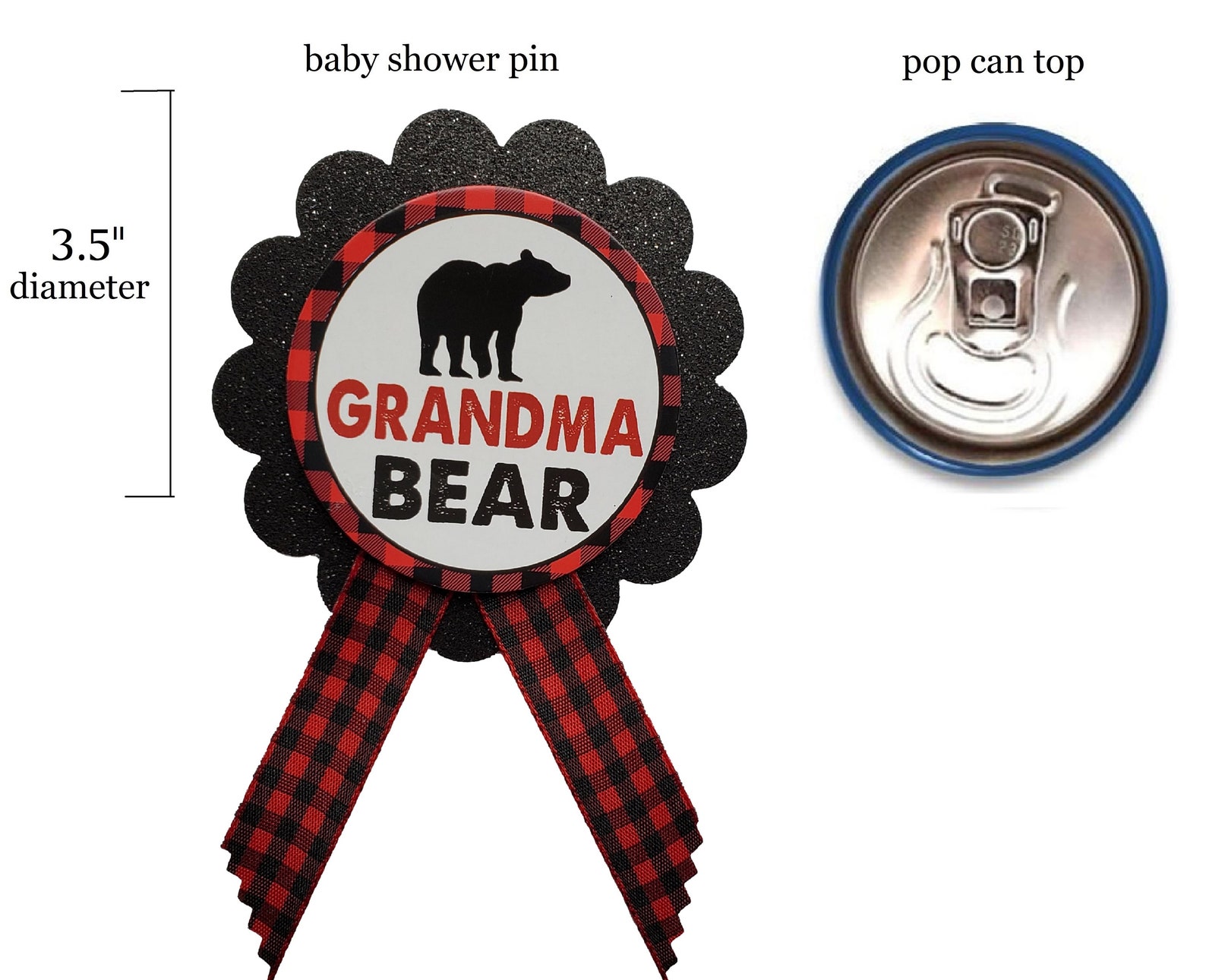 Bear Baby Shower Pin Woodland Dad to Be Red and Black Plaid - Etsy