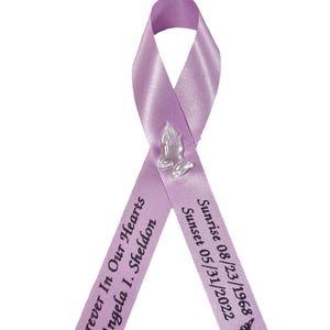 Personalized Memorial Ribbon Pin – Praying Hands Keepsake, Funeral ...