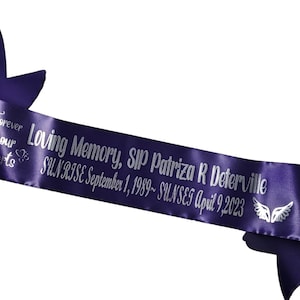 Personalized Memorial Funeral Sash Ribbon or Celebration of Life in ...