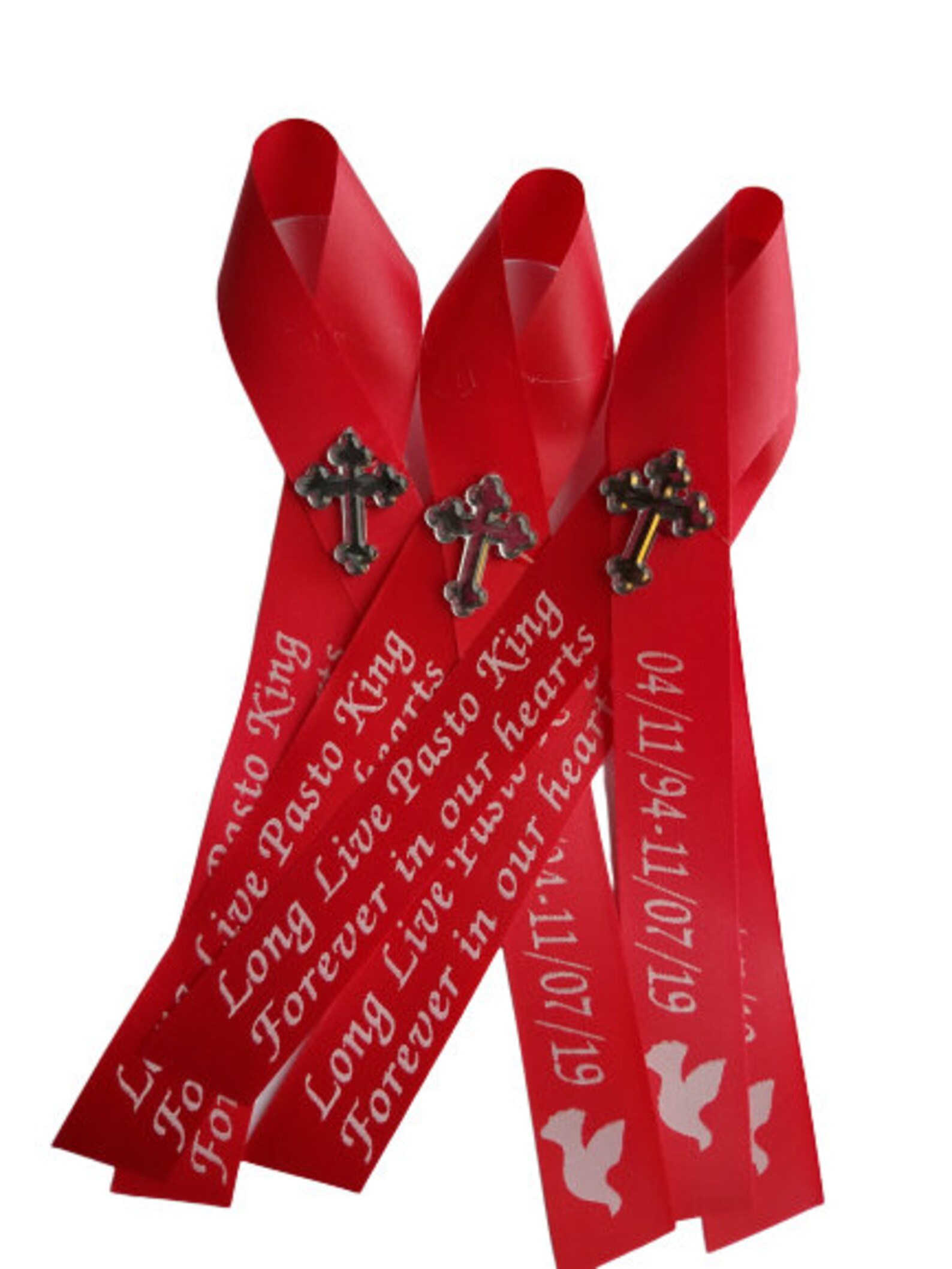 Personalized Memorial Ribbons Pins Funeral or Celebration of - Etsy