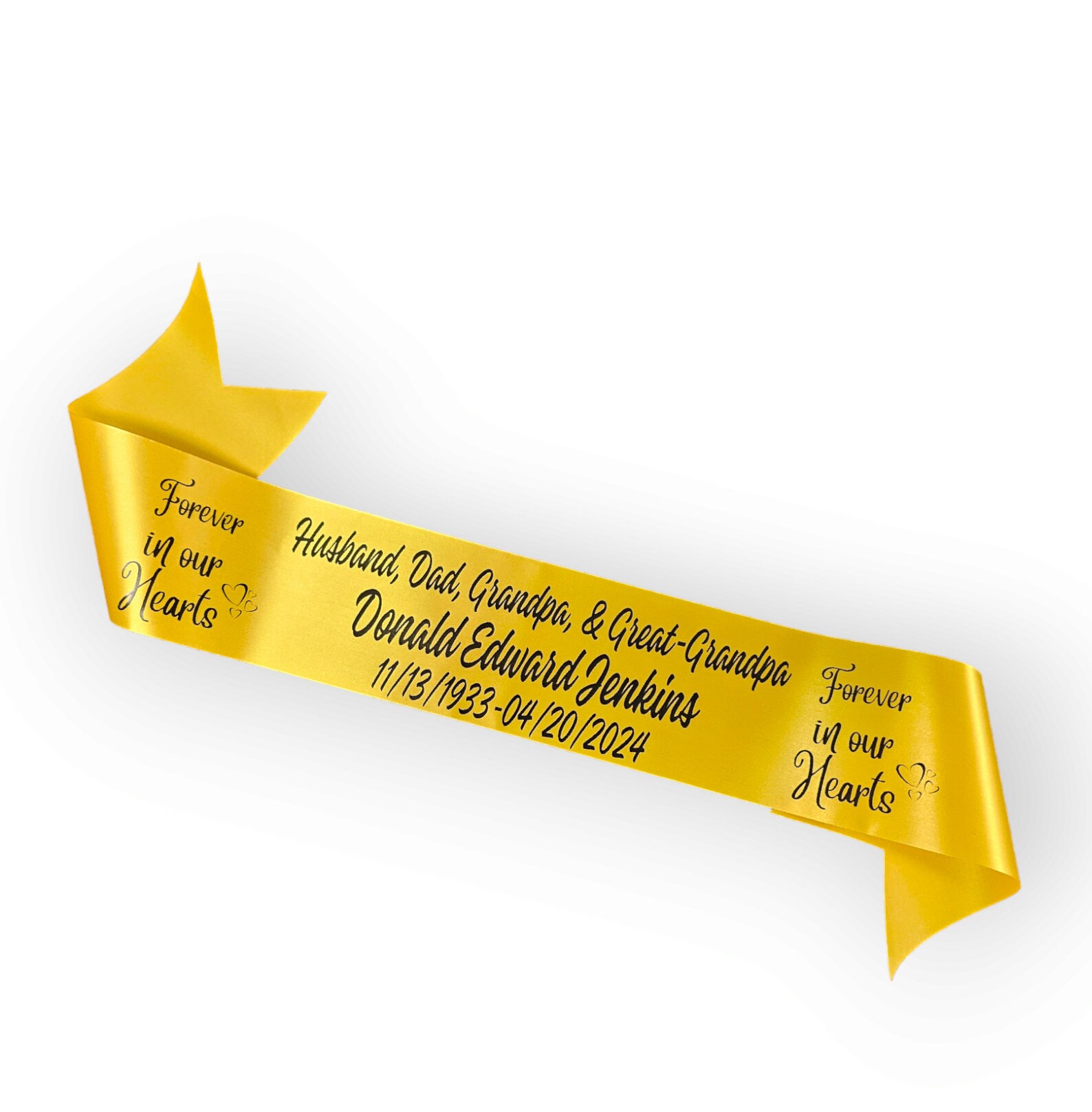 Personalized Memorial Funeral Sash Ribbon or Celebration of Life in ...