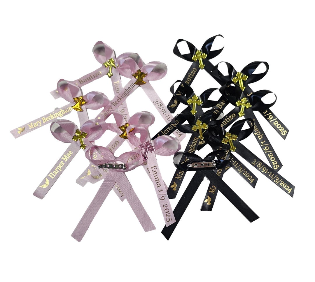 Personalized Ribbon Bow Pins With Embellishments | Custom Pins for ...