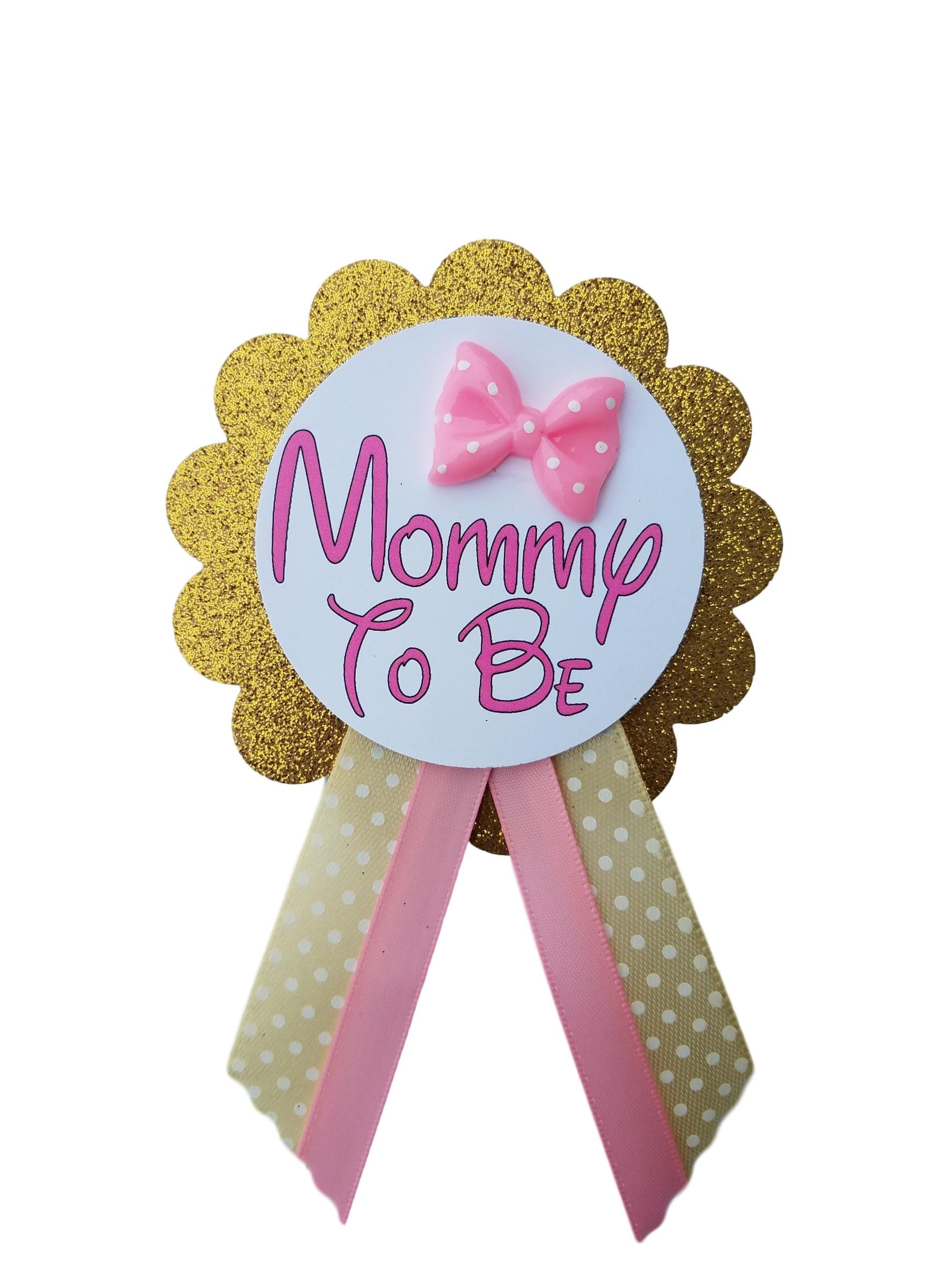 Personalized Girl Baby Shower Pin Pink & Gold Mouse Daddy to - Etsy