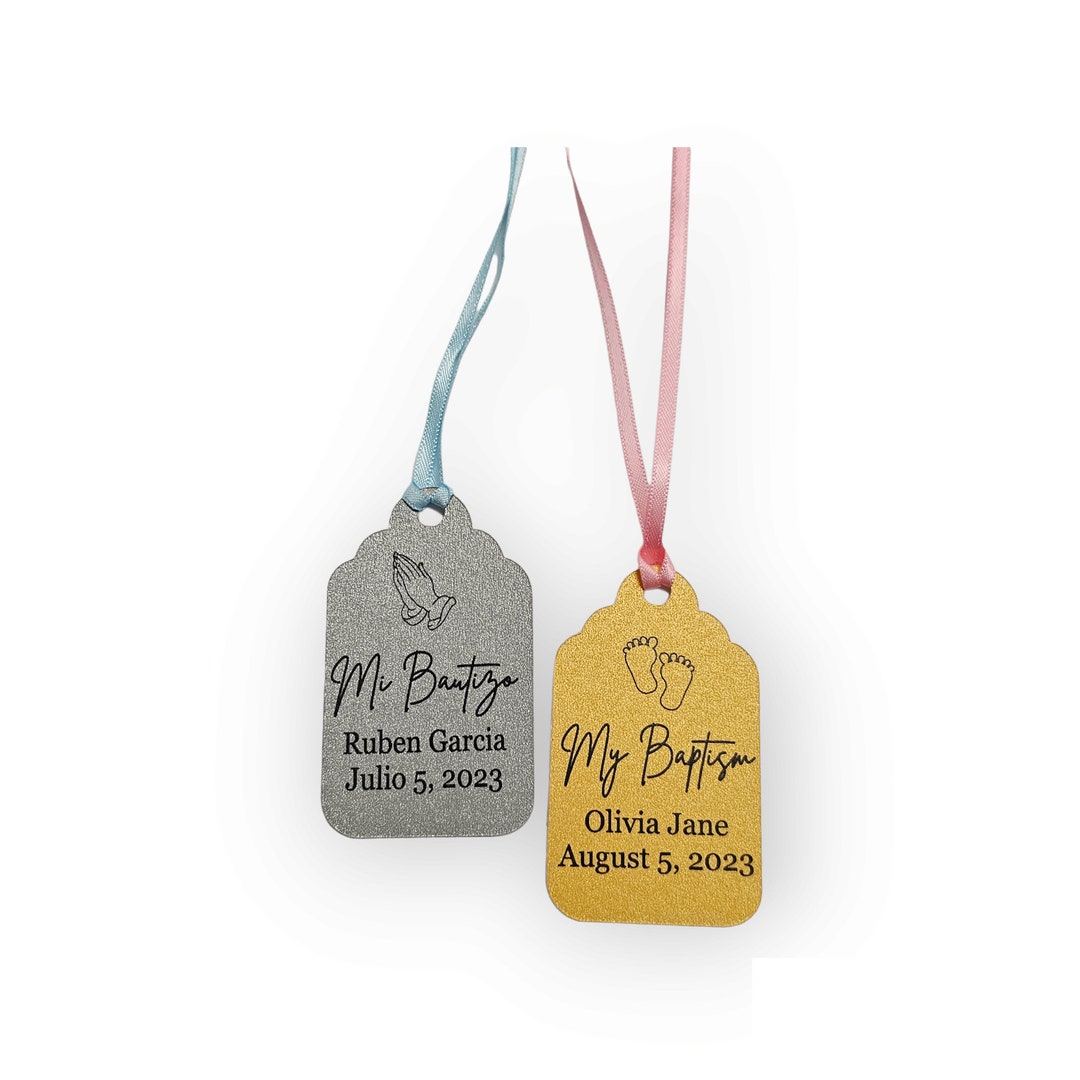 Personalized Baptism Favor Tags - Custom Christening Celebration (20 ...