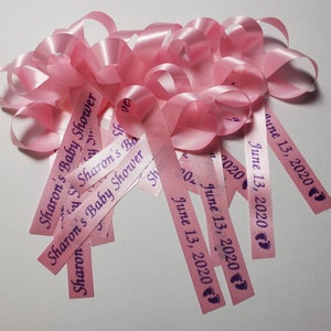 Pink Personalized Ribbons Baby Shower, Bridal Shower Wedding or ...