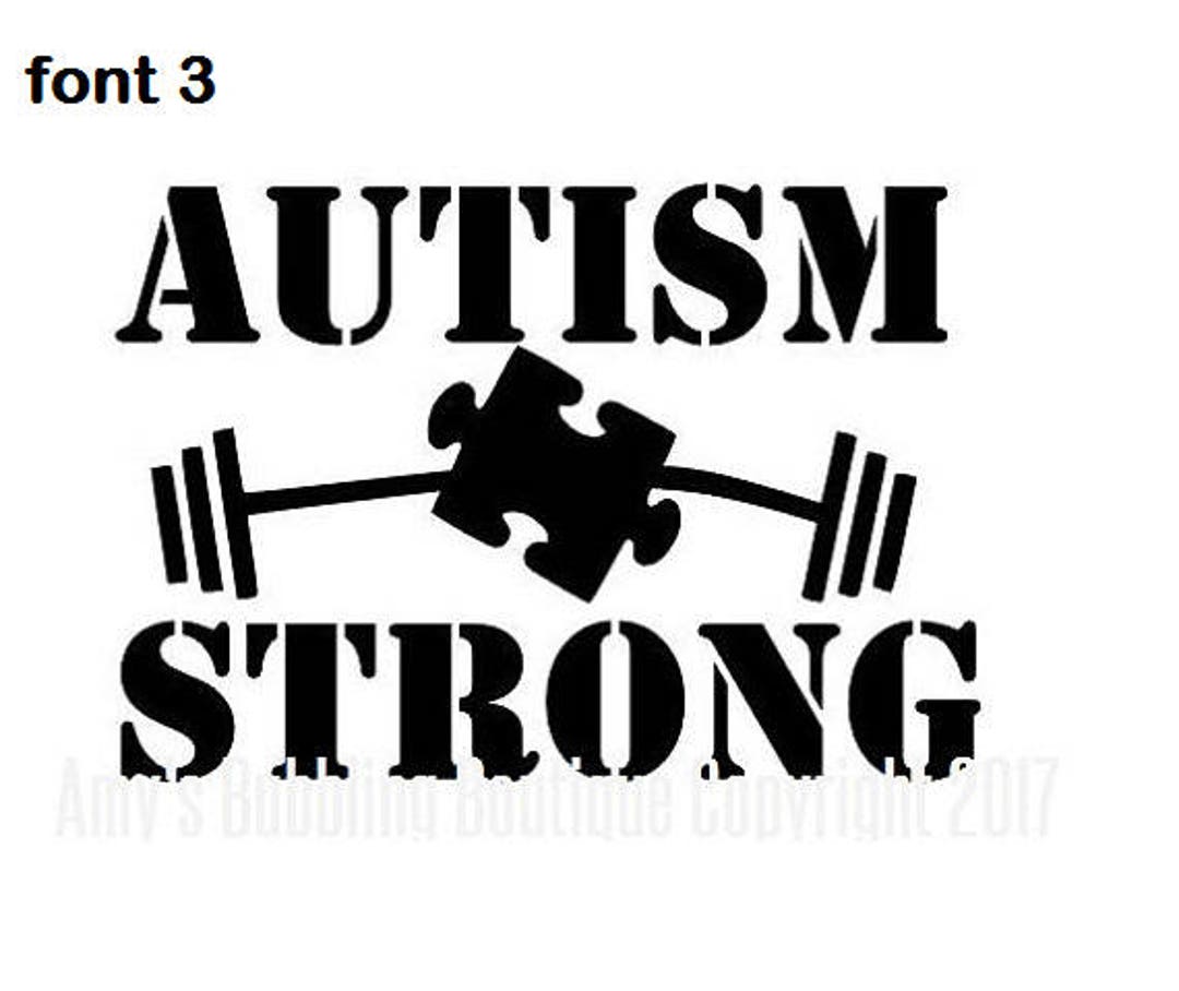Autism Strong Awareness Car Decal Support Puzzle Piece & Weights ...