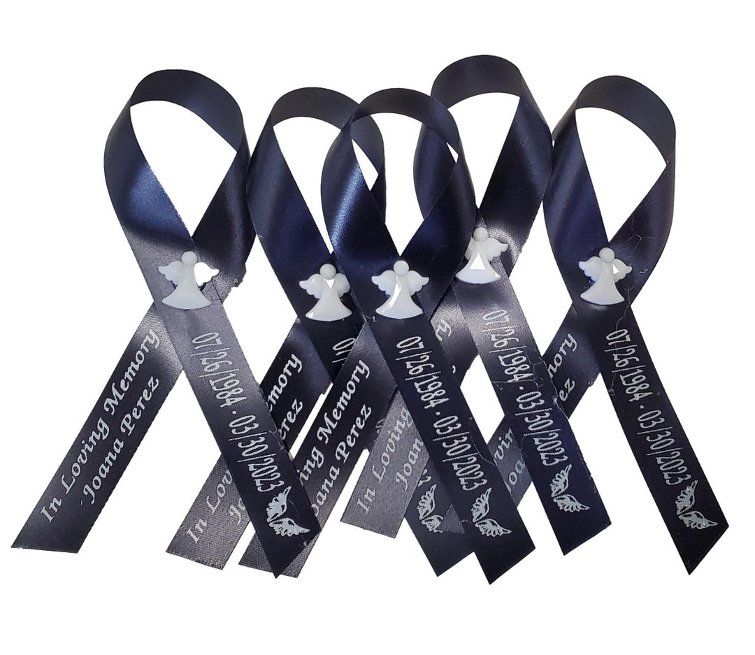Personalized Memorial Ribbon Pins for Funeral or Celebration of Life ...