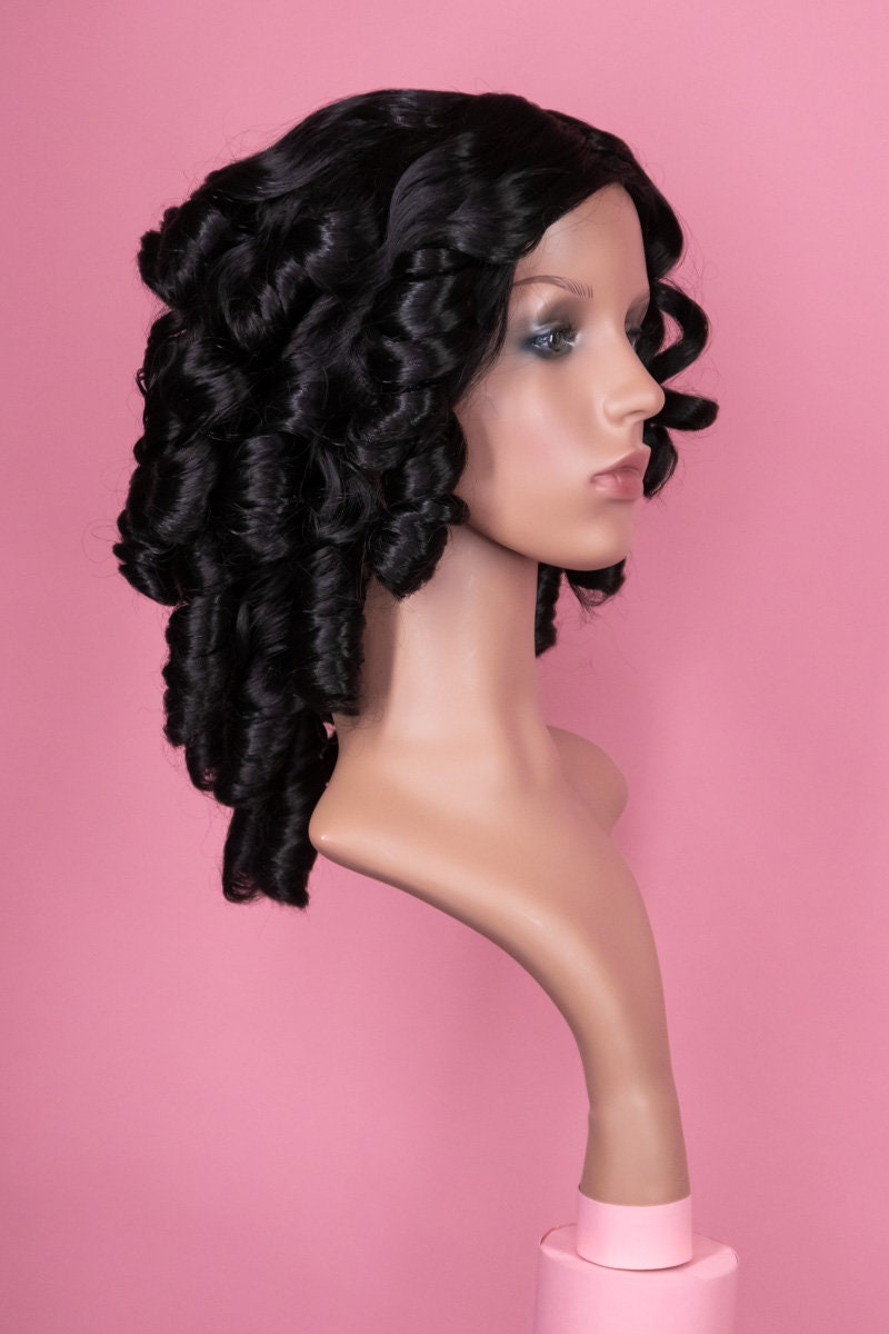 Pipe Curls Wig Black Baroque No Bangs - Etsy